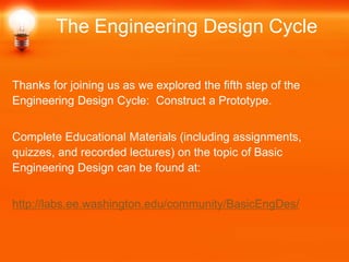 Basic Engineering Design (Part 5): Constructing a Prototype | PPTX