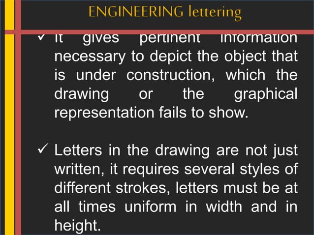 engineering lettering | PPTX | Drawing and Sketching | Arts and Crafts