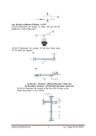 Engineering Mechanics Questions. | DOCX