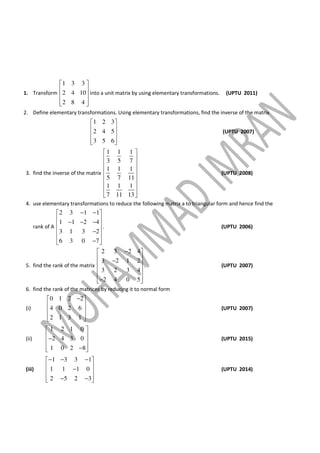 Engg. math 1 question bank by mohammad imran | PDF