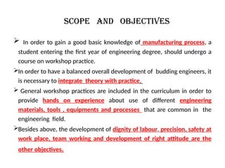 Engg. Workshop Introduction tools , equipments and processes | PPTX