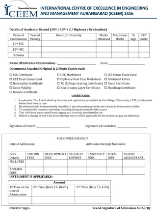 ENGG Admission Form.doc