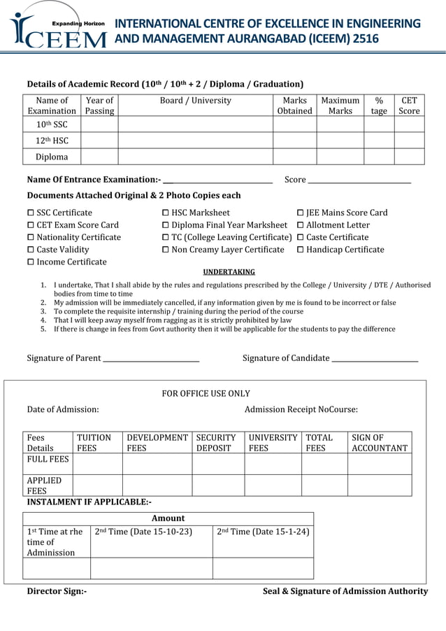 ENGG Admission Form.doc