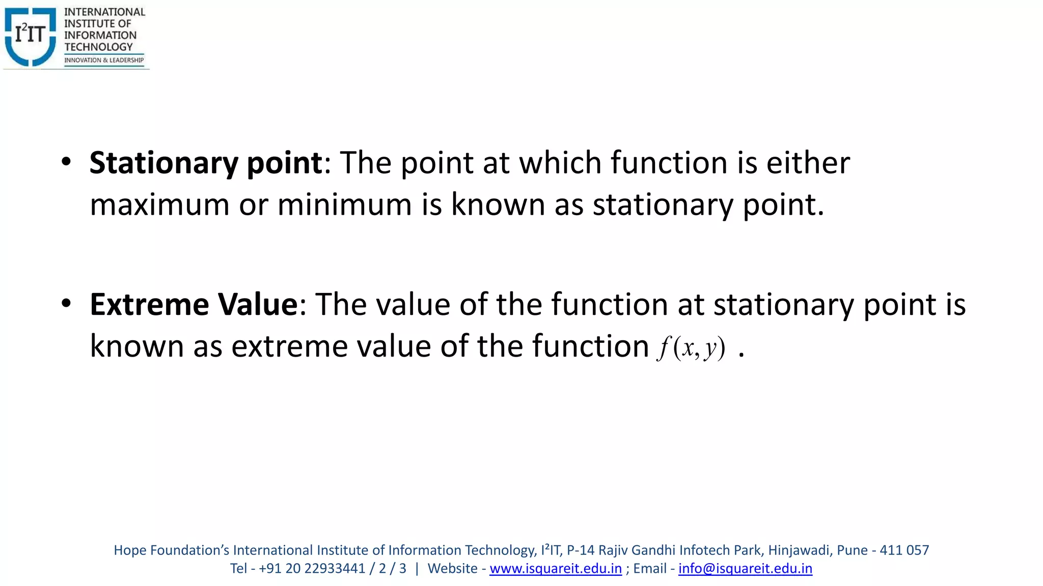 Engineering Mathematics | Maxima and Minima | PPTX