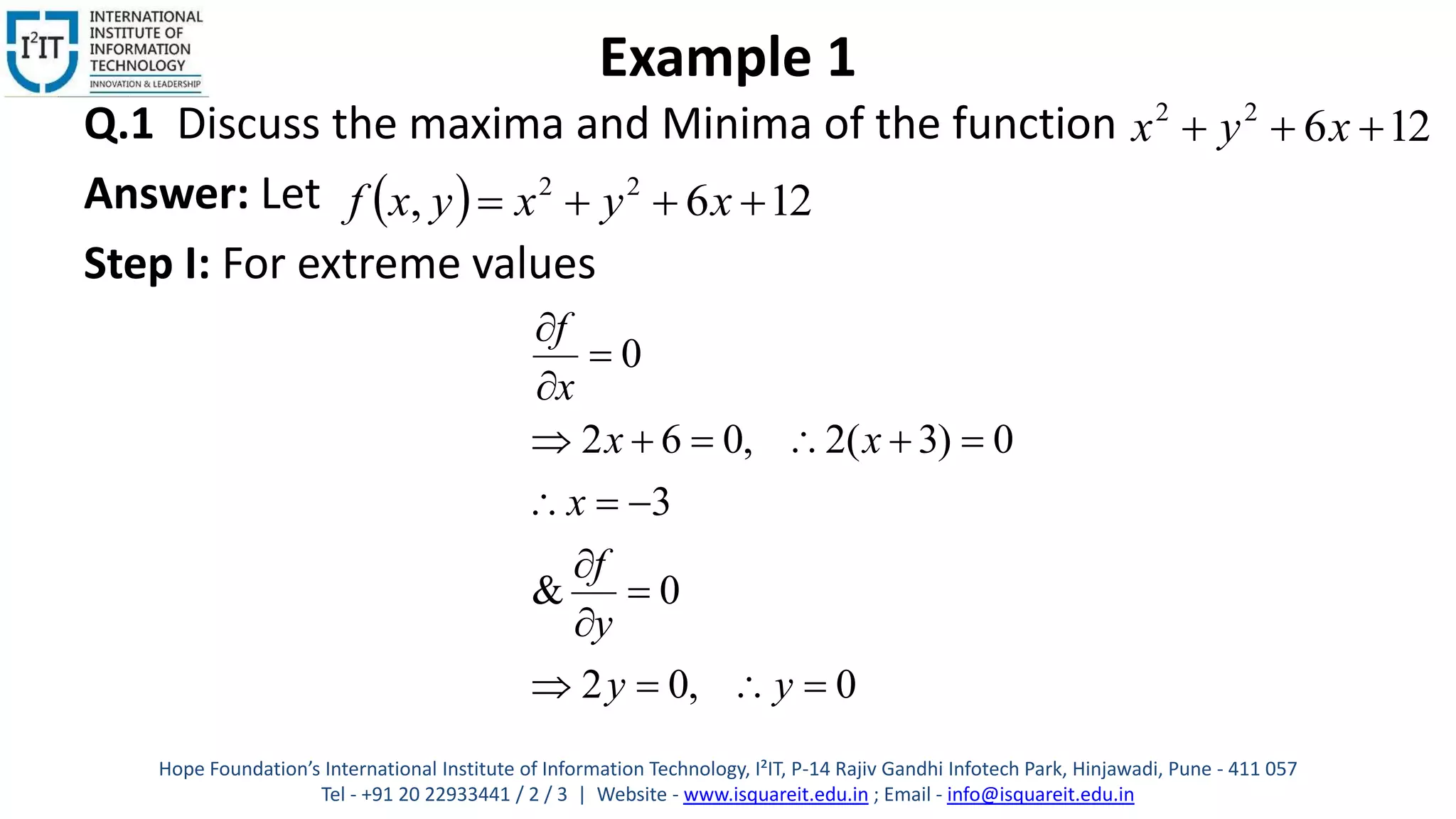 Engineering Mathematics Maxima And Minima Pptx