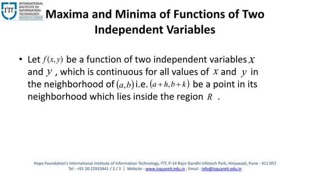 Engineering Mathematics | Maxima and Minima | PPTX