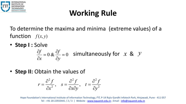 Engineering Mathematics | Maxima and Minima | PPTX