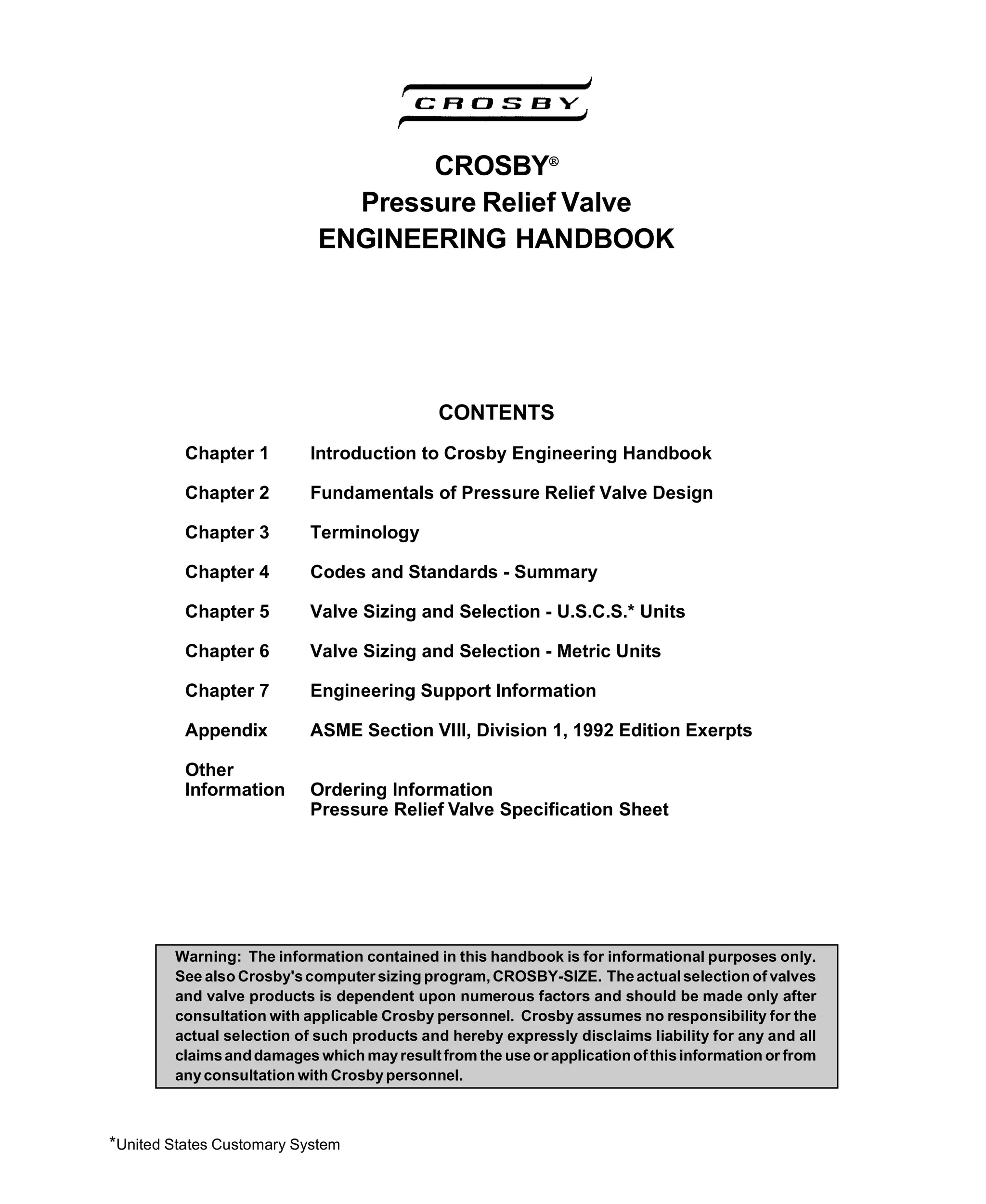Eng handbook crosby pressure relief valve engineering handbook | PDF