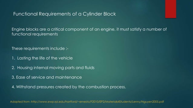 Engine block manufacturing process | PPTX | Chemistry | Science
