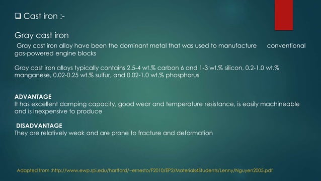 Engine block manufacturing process | PPTX | Chemistry | Science