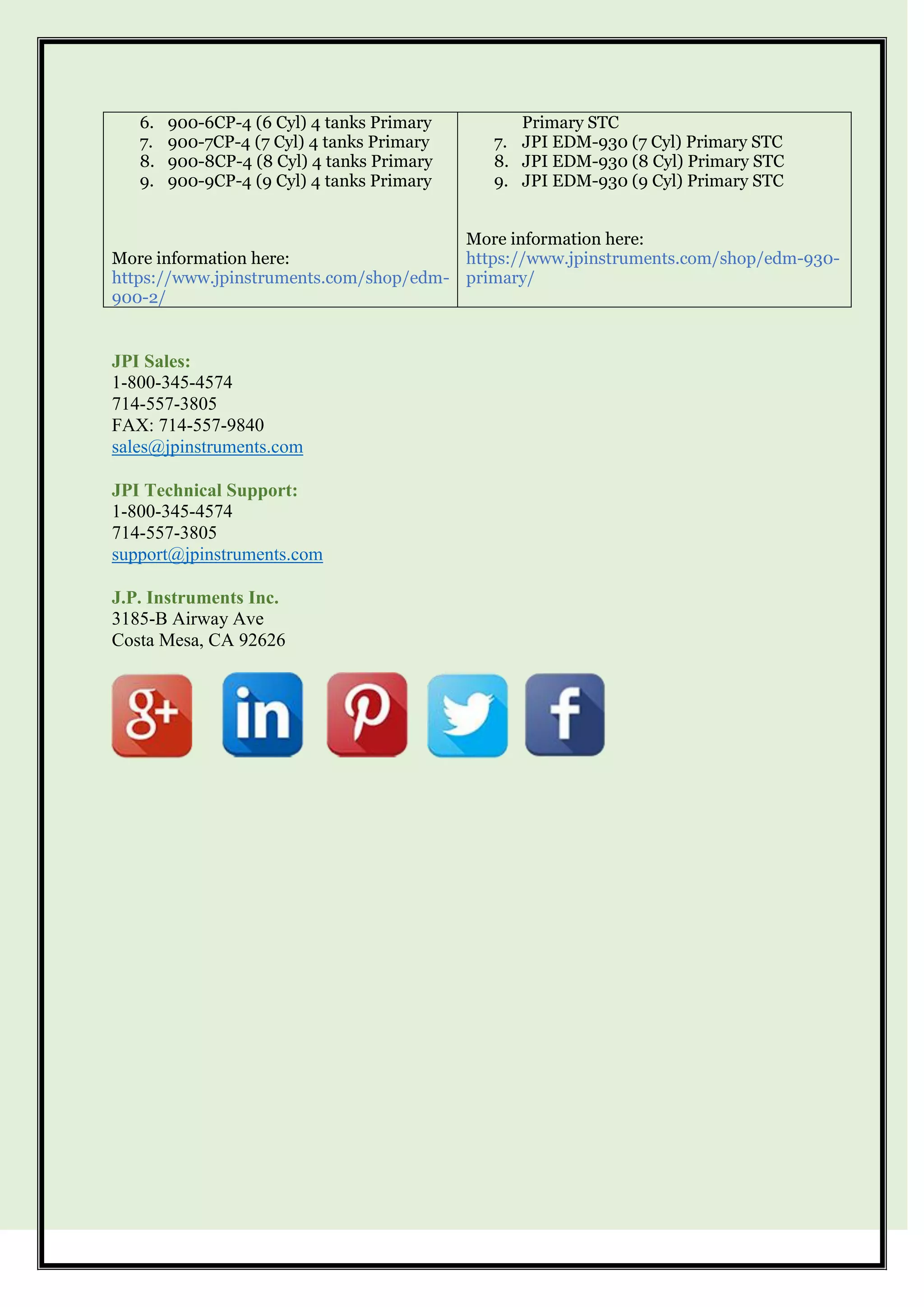 Engine data monitor 930 system vs edm 900 | PDF