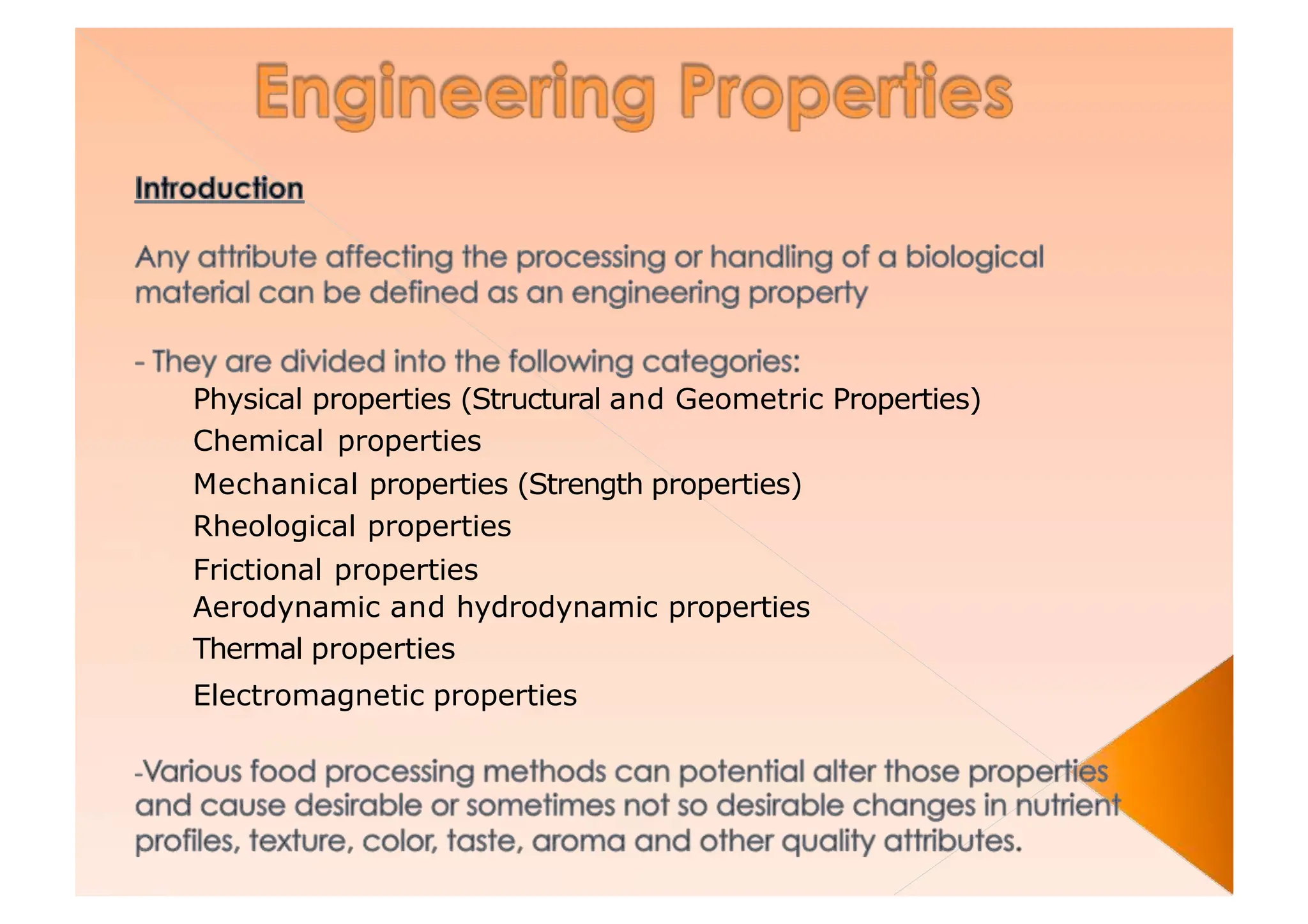 Engineering Properties of Food and Biological Materials | PPTX