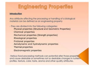 Engineering Properties of Food and Biological Materials | PPTX