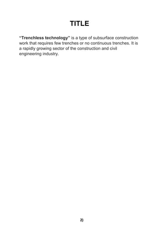 Trench less Technology | PDF