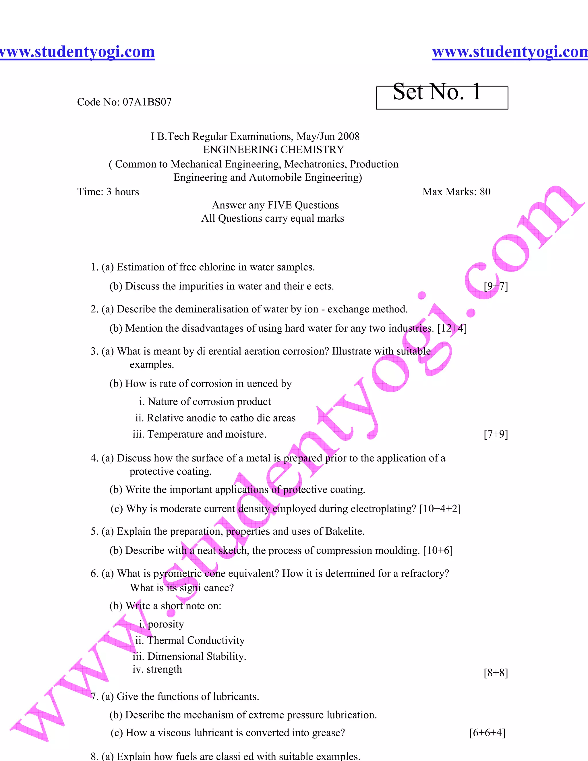 Engineering Chemistry Jntu Model Paper{Www.Studentyogi.Com} | PDF
