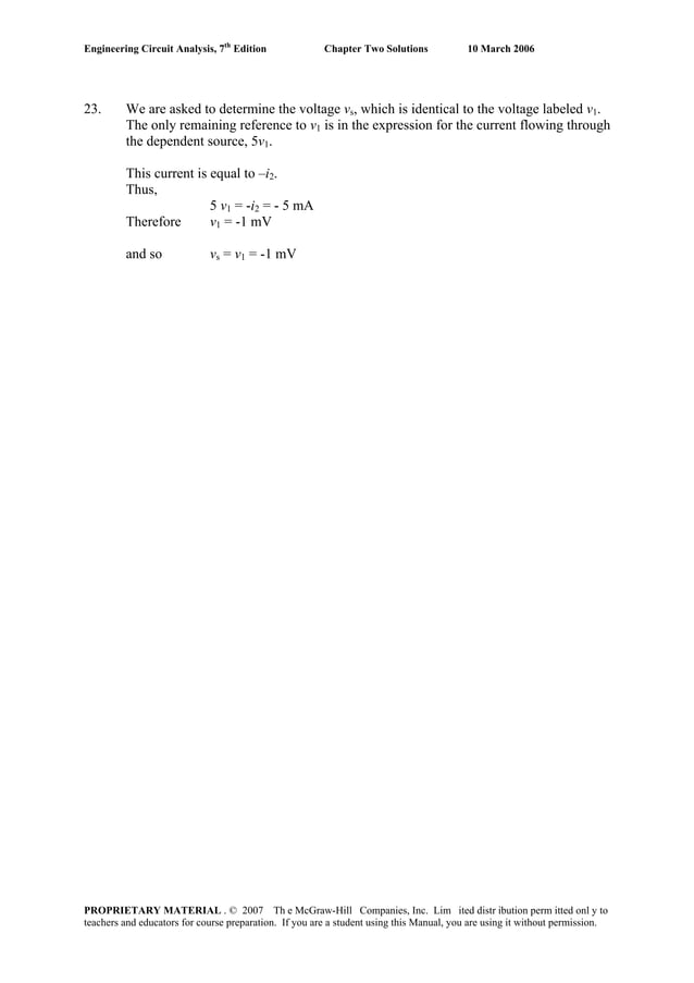 Engineering circuit-analysis solutions 7ed hayt | PDF