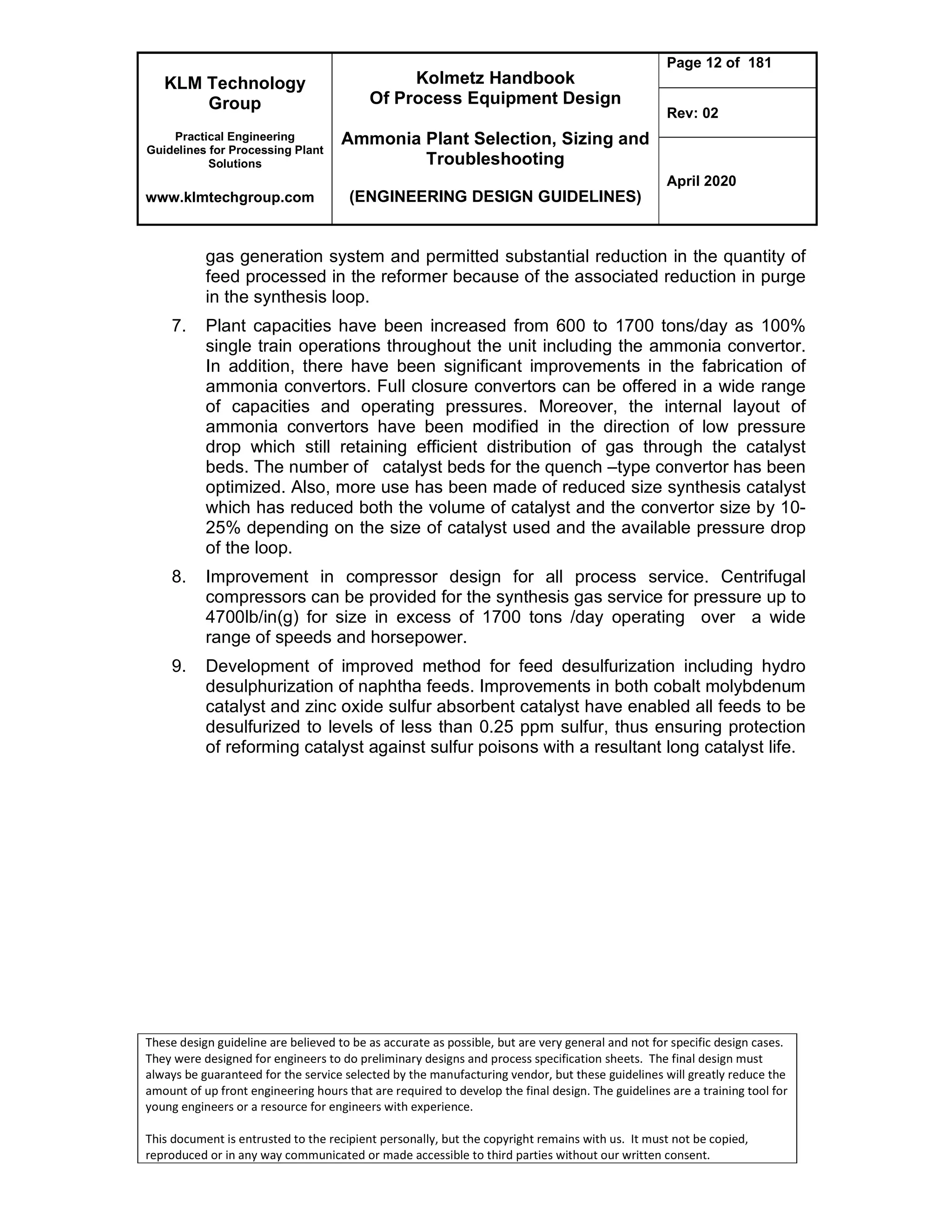 Ammonia Plant Selection Sizing and Troubleshooting | PDF