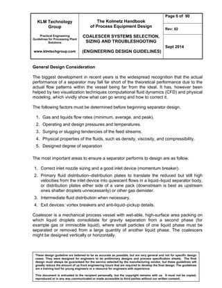 Coalescer Systems Selection, Sizing and Troubleshooting | PDF