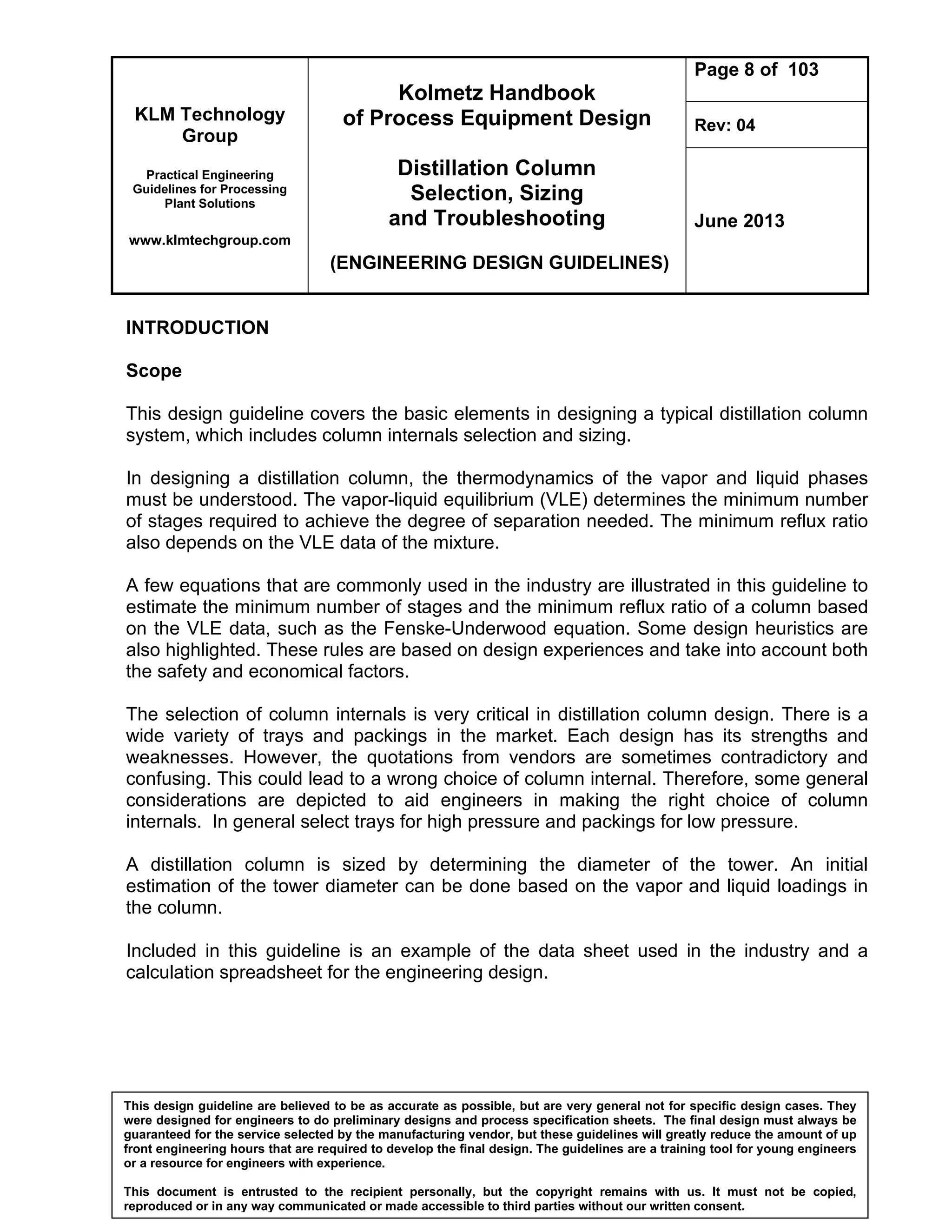 Distillation Column Systems Selection, Sizing and Troubleshooting | PDF