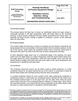 Distillation Column Systems Selection, Sizing and Troubleshooting | PDF