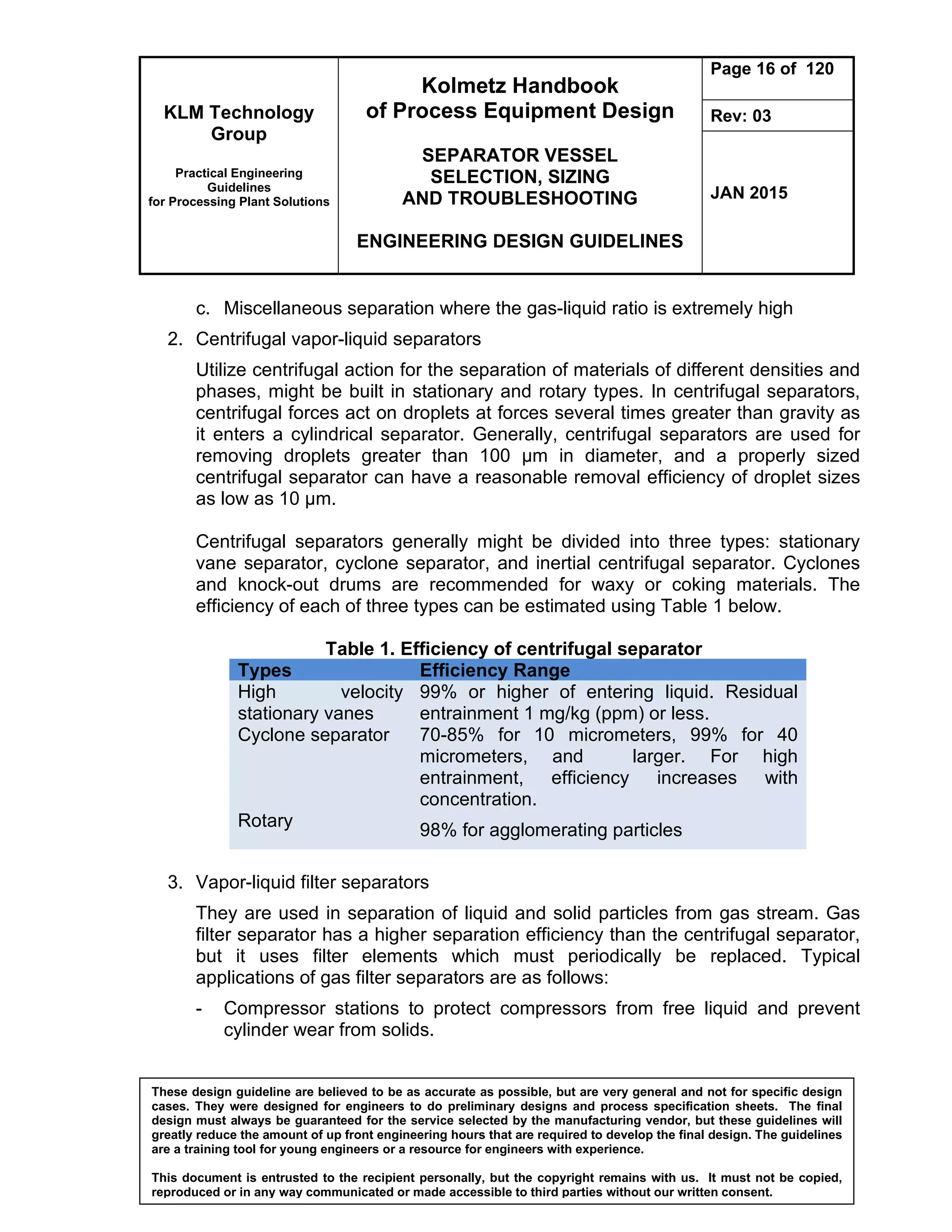 Seperator Vessels Selection, Sizing and Troubleshooting | PDF