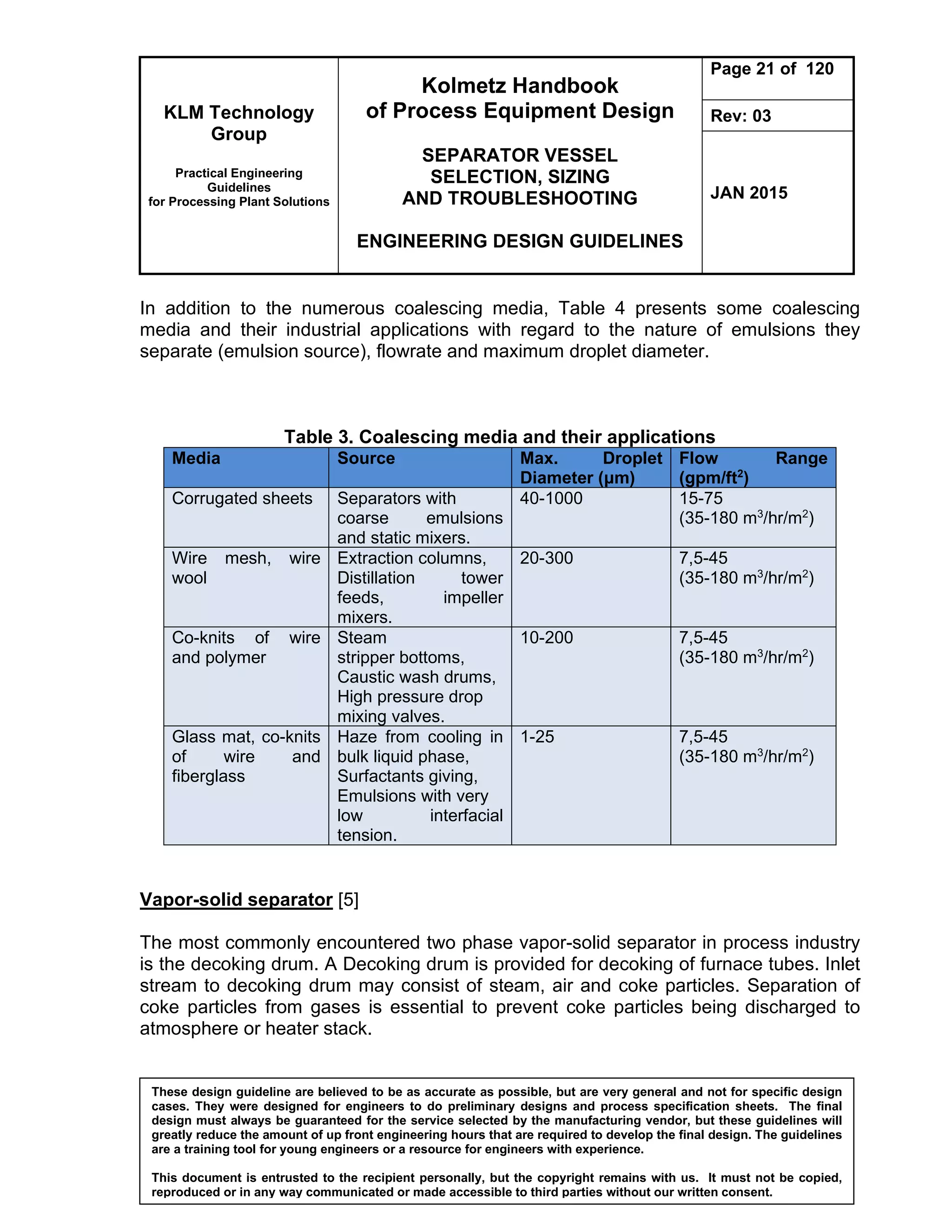 Seperator Vessels Selection, Sizing and Troubleshooting | PDF