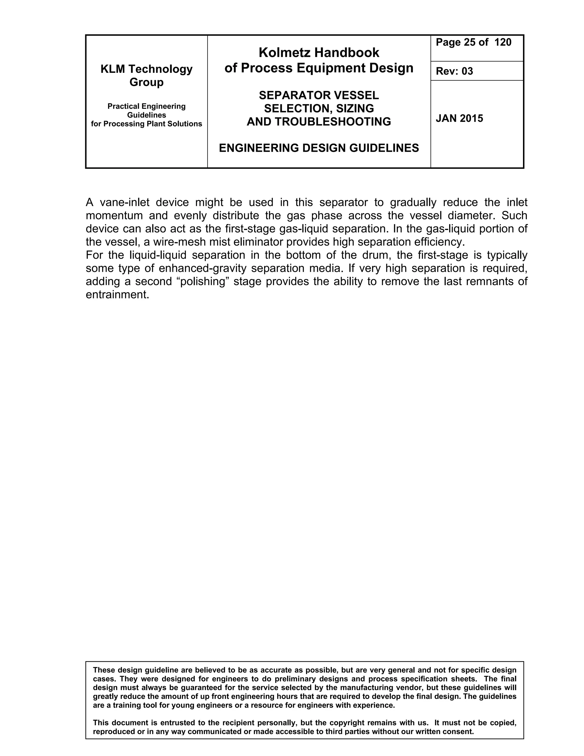 Seperator Vessels Selection, Sizing and Troubleshooting | PDF