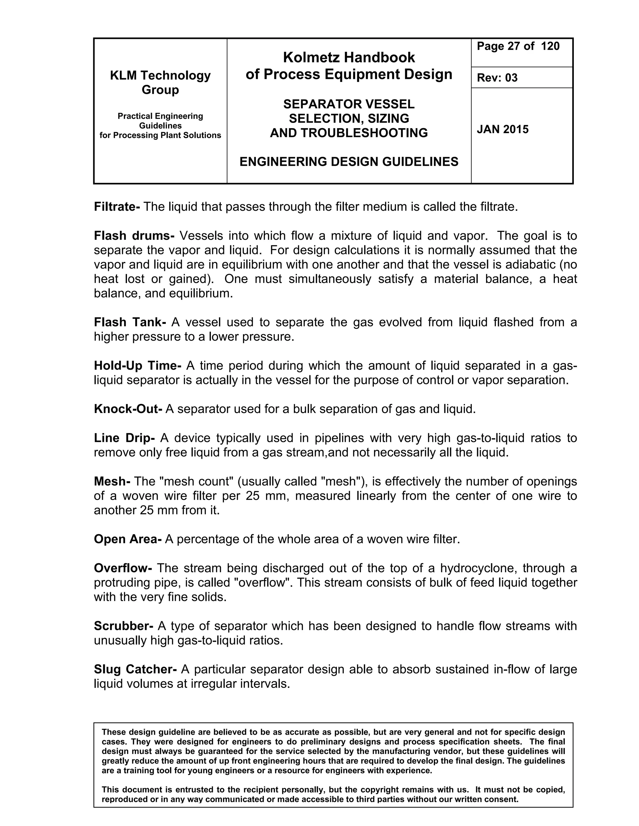 Seperator Vessels Selection, Sizing and Troubleshooting | PDF
