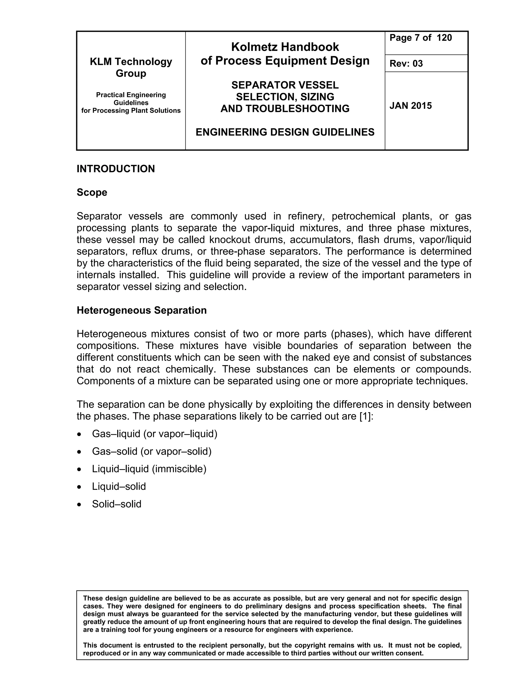 Seperator Vessels Selection, Sizing and Troubleshooting | PDF