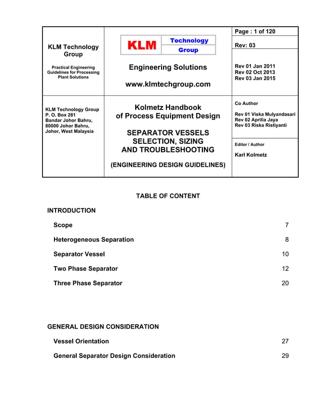 Seperator Vessels Selection, Sizing and Troubleshooting | PDF