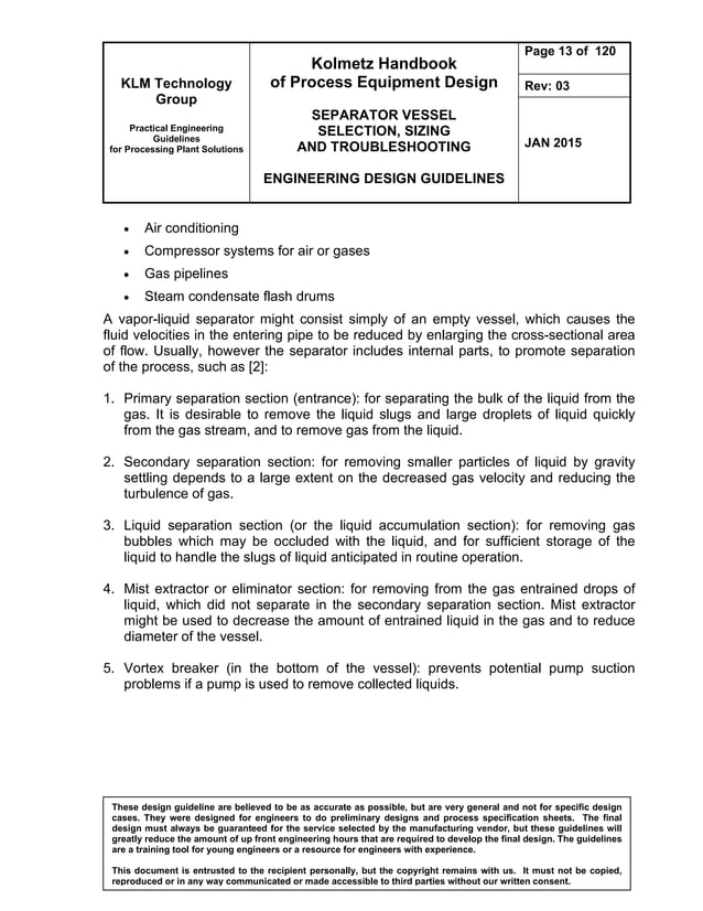 Seperator Vessels Selection, Sizing and Troubleshooting | PDF