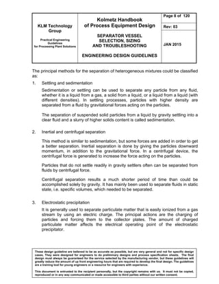 Seperator Vessels Selection, Sizing and Troubleshooting | PDF