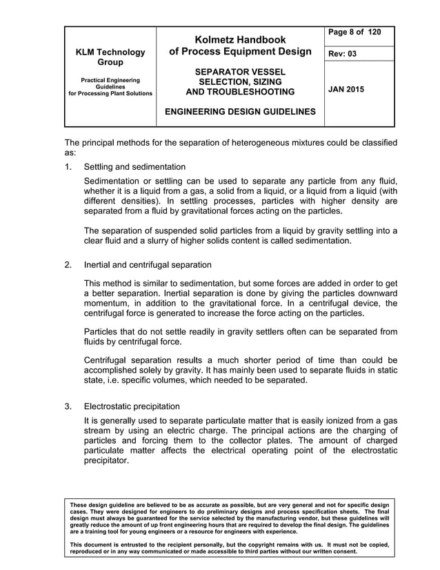 Seperator Vessels Selection, Sizing and Troubleshooting | PDF