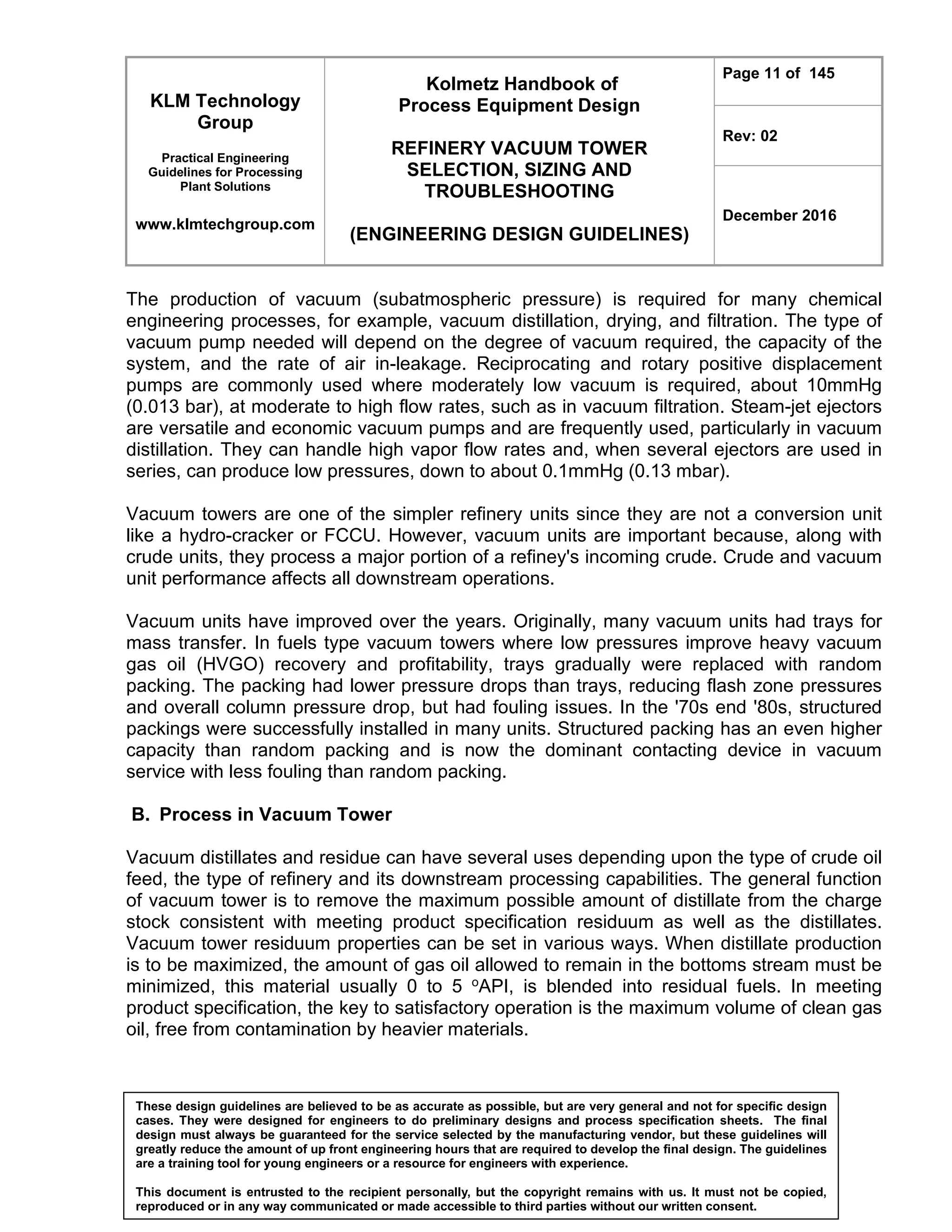 Refining Vacuum Tower Selection Sizing and Troubleshooting | PDF