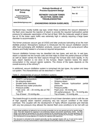 Refining Vacuum Tower Selection Sizing and Troubleshooting | PDF