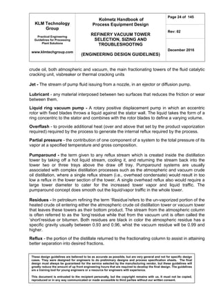 Refining Vacuum Tower Selection Sizing and Troubleshooting | PDF