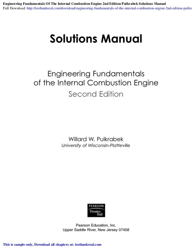 Engineering Fundamentals Of The Internal Combustion Engine 2nd Edition Pulkrabek Solutions Manual