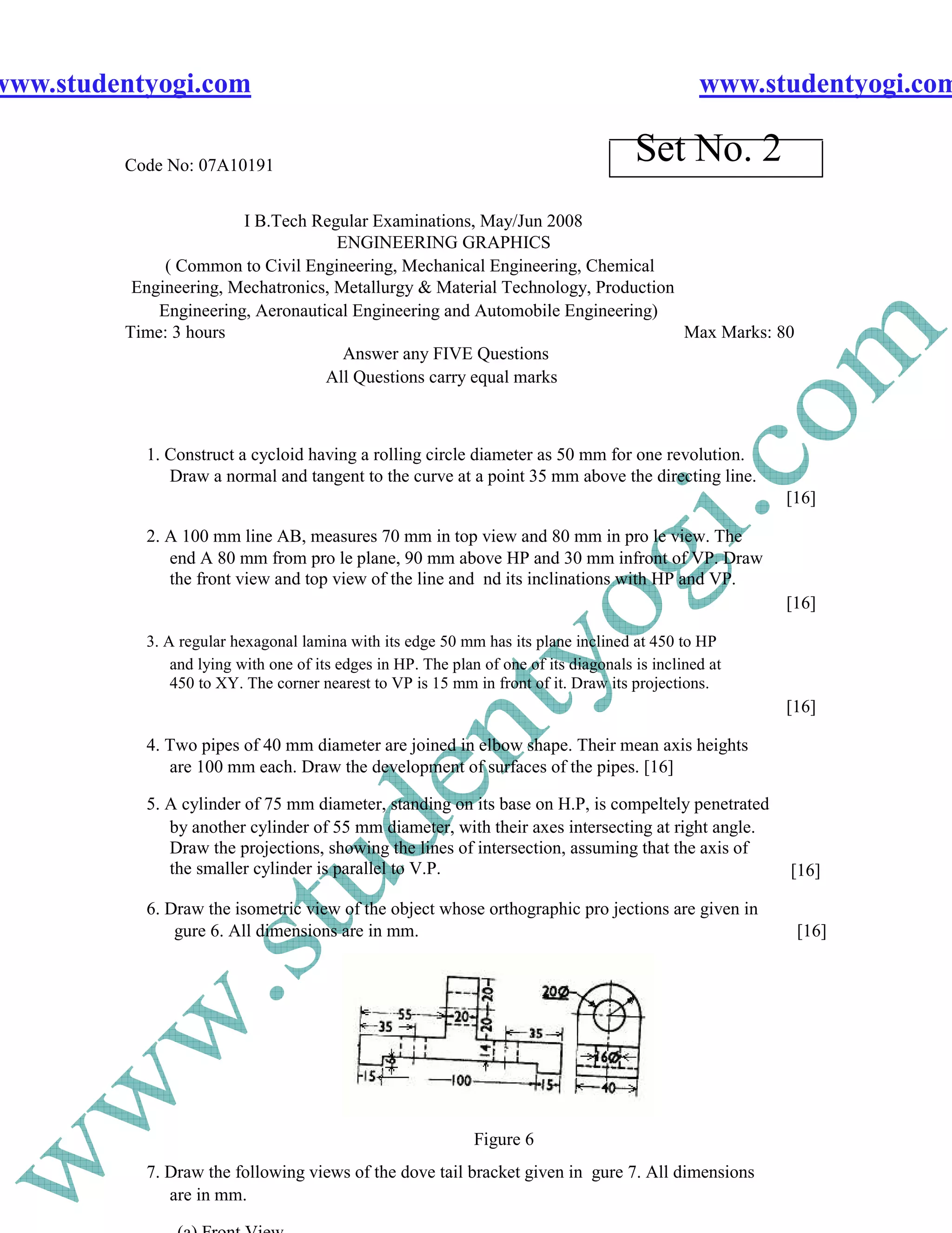 Engineering Graphics Jntu Model Paper{Www.Studentyogi.Com} | PDF