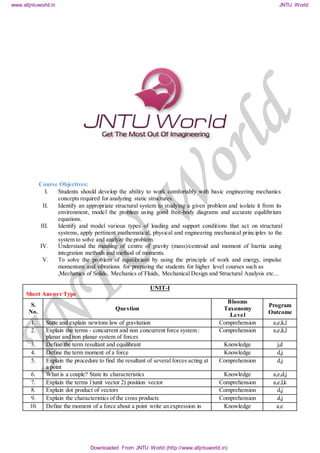 Engineering mechanics-qb | PDF