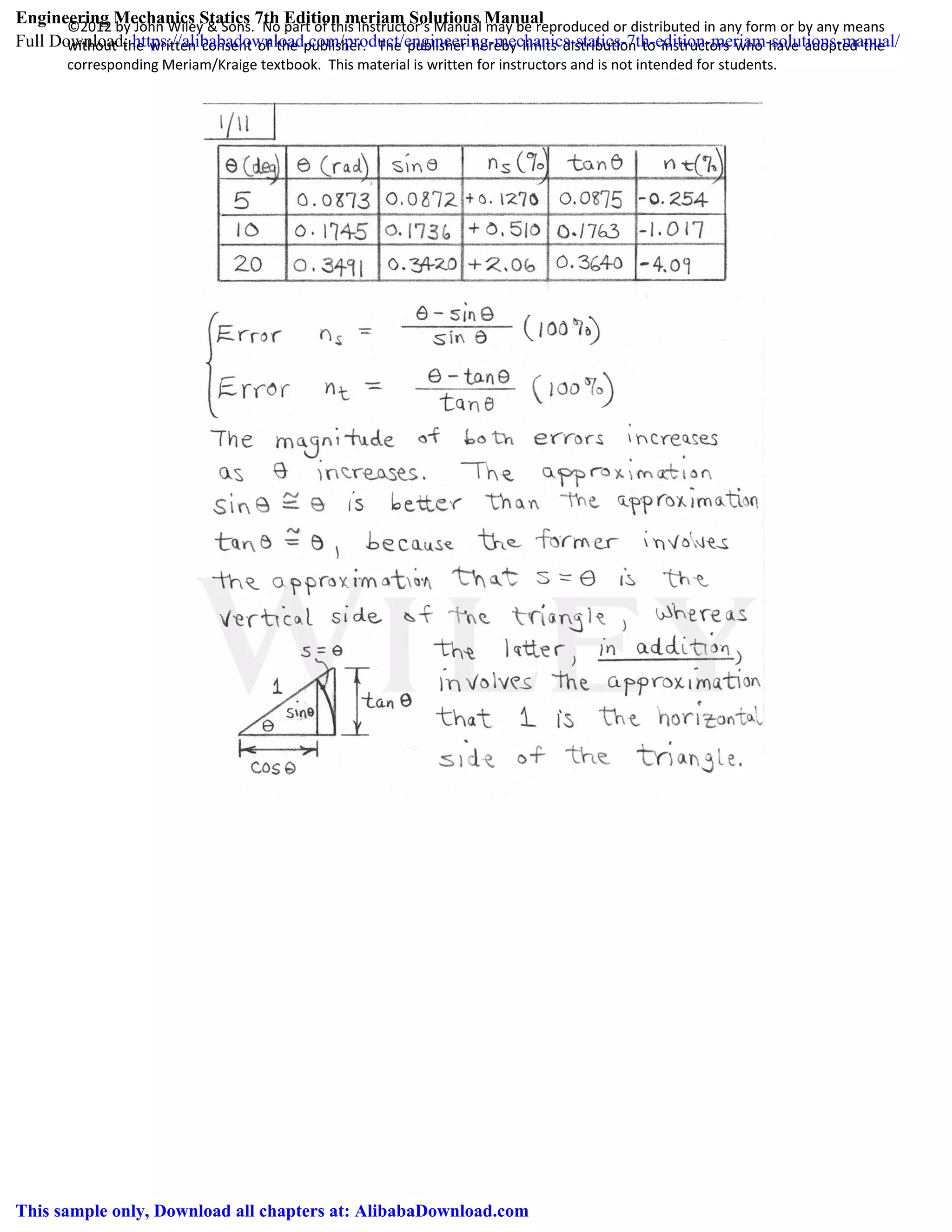 Engineering Mechanics Statics 7th Edition meriam Solutions Manual | PDF