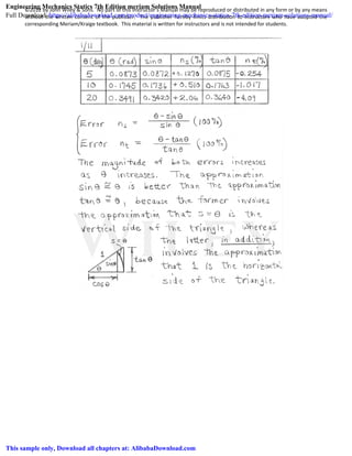 Engineering Mechanics Statics 7th Edition meriam Solutions Manual | PDF