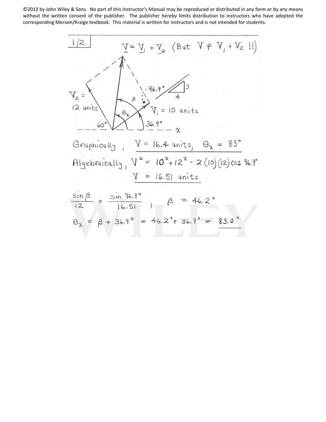 Engineering Mechanics Statics 7th Edition meriam Solutions Manual | PDF