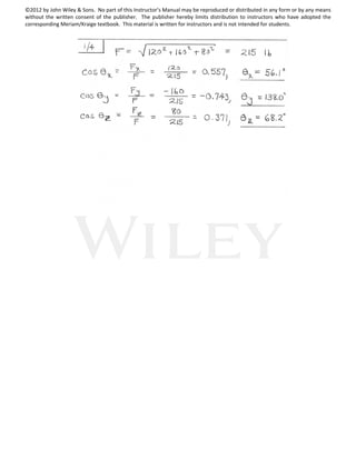 Engineering Mechanics Statics 7th Edition meriam Solutions Manual