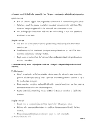 Engineering administrative assistant performance appraisal | DOC