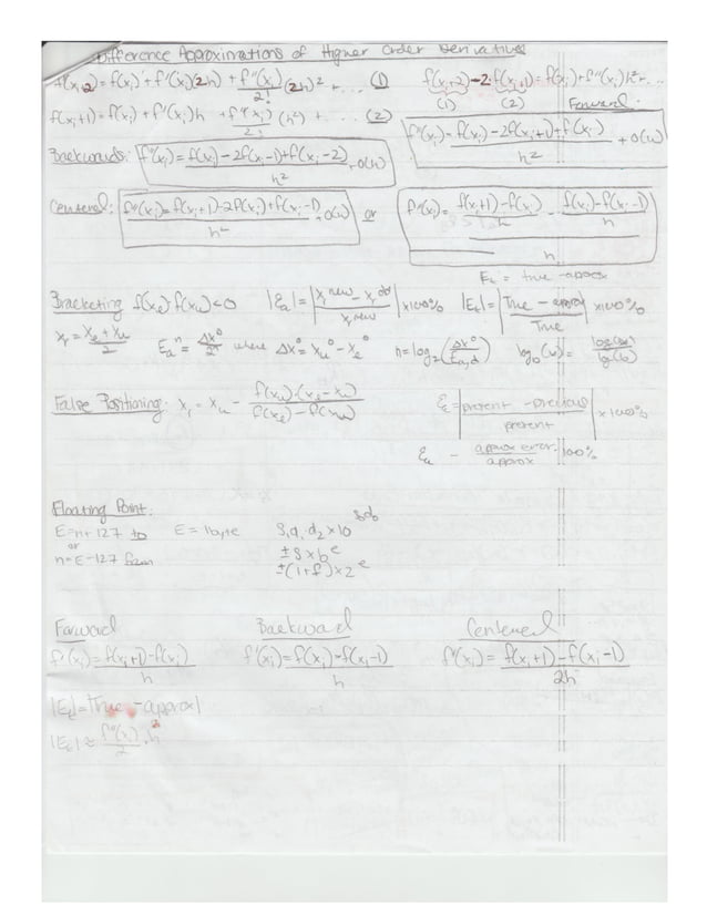 Engineering analysis exam(s) hand written formula sheets | PDF