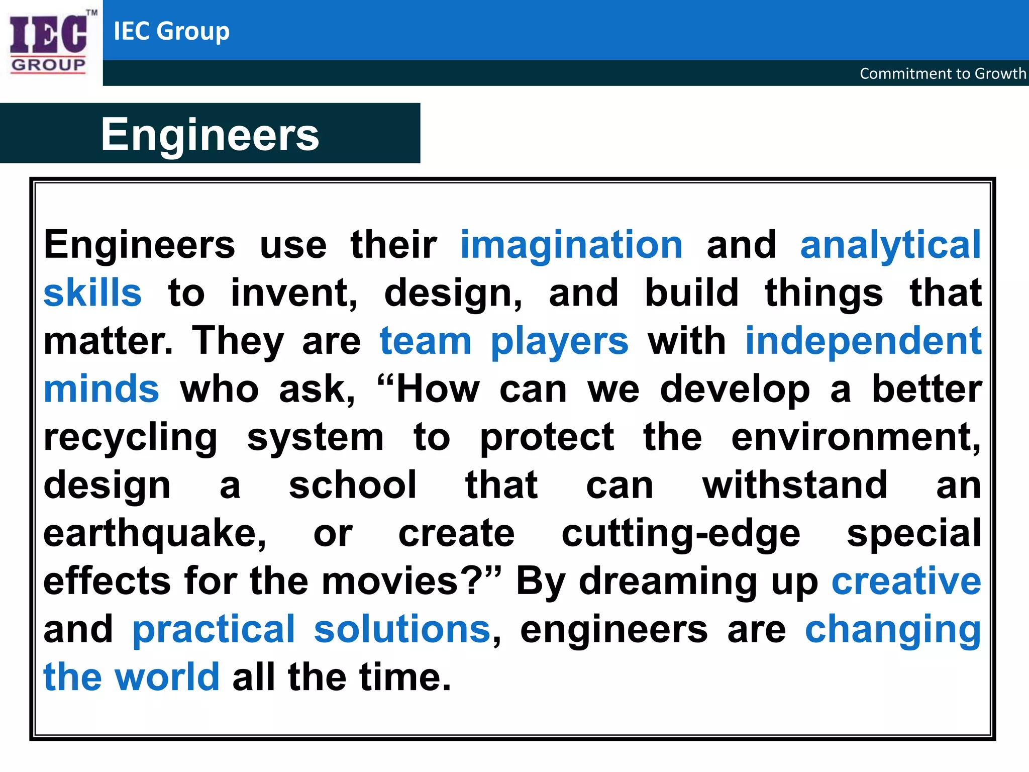 Engineering as a career ppt | PPT