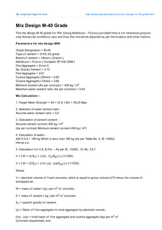 Engineeringcivil.com mix design-m40_grade | PDF
