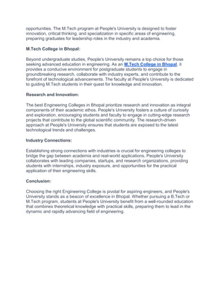 Nurturing Technological Brilliance: Unveiling the Best Engineering Colleges in Bhopal | PDF