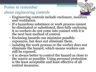 Engineering controls in safety, health environment management | PPTX