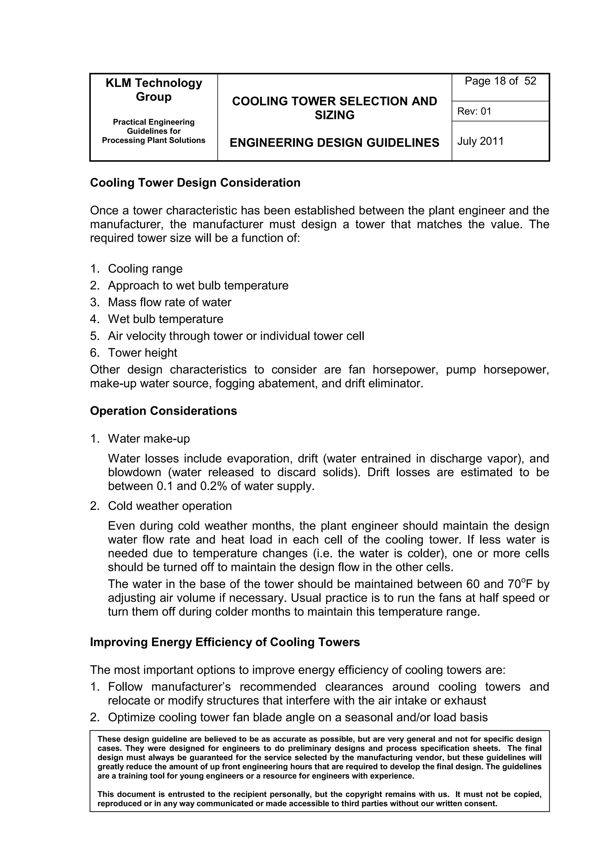 Engineering design guidelines cooling towers - rev01 | PDF | Business ...
